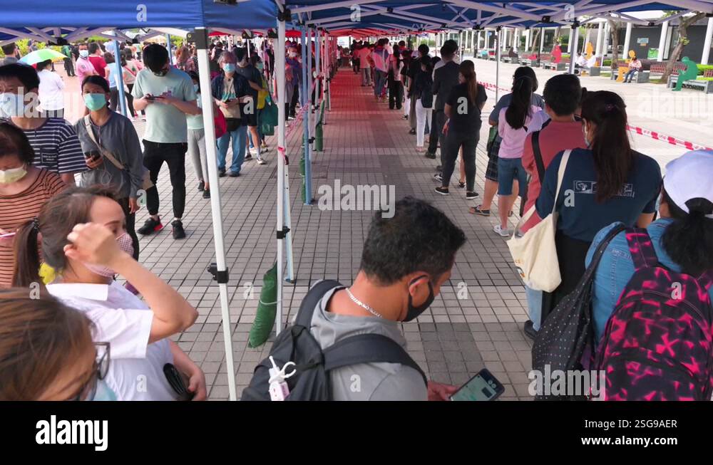 Residents queue in line to receive PCR tests for coronavirus (Covid-19 ...
