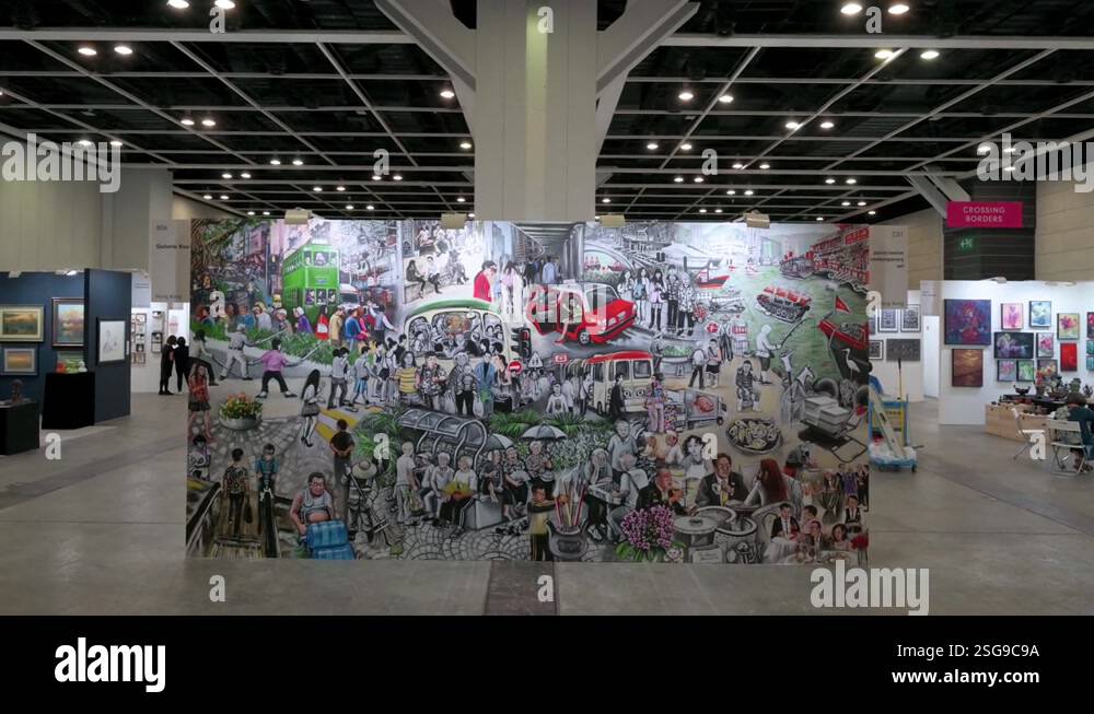 An art installation mural is seen at a contemporary art fair show in ...