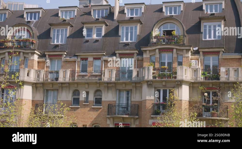 PARIS BUILDING with beautiful architectural design. Front view of Stock ...