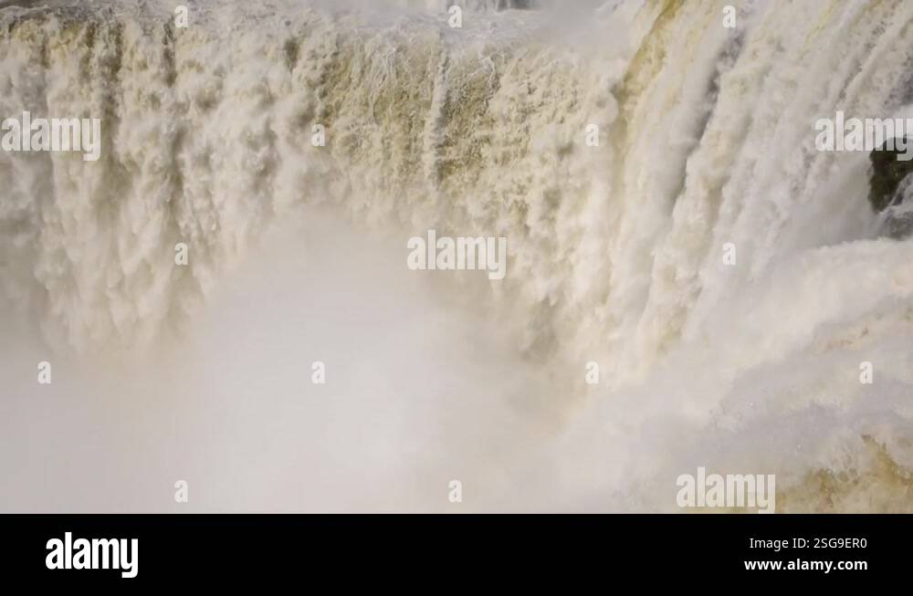 Devils Throat fall, in Iguazu river, Brazil Argentina border. Cataratas ...