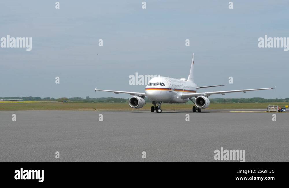 A German Air Force Airbus A320 Taxiing to the Parking Stand Stock Video ...