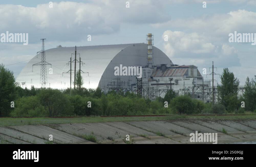 Chernobyl Nuclear Reactor No. 4. Static Shot of Reactor on Breezy ...
