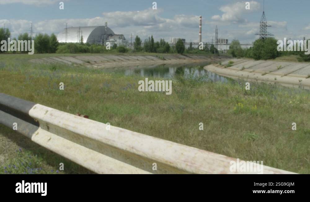 Chernobyl Nuclear Reactor. Wide Shot Reveal Tracking from Behind Guard ...