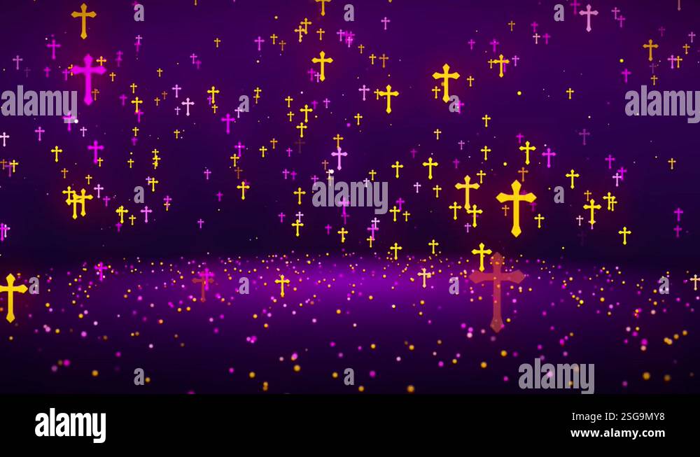 Purple Yellow Cross Jesus Light Glitter Sparkle Flying On Glitter Plane ...