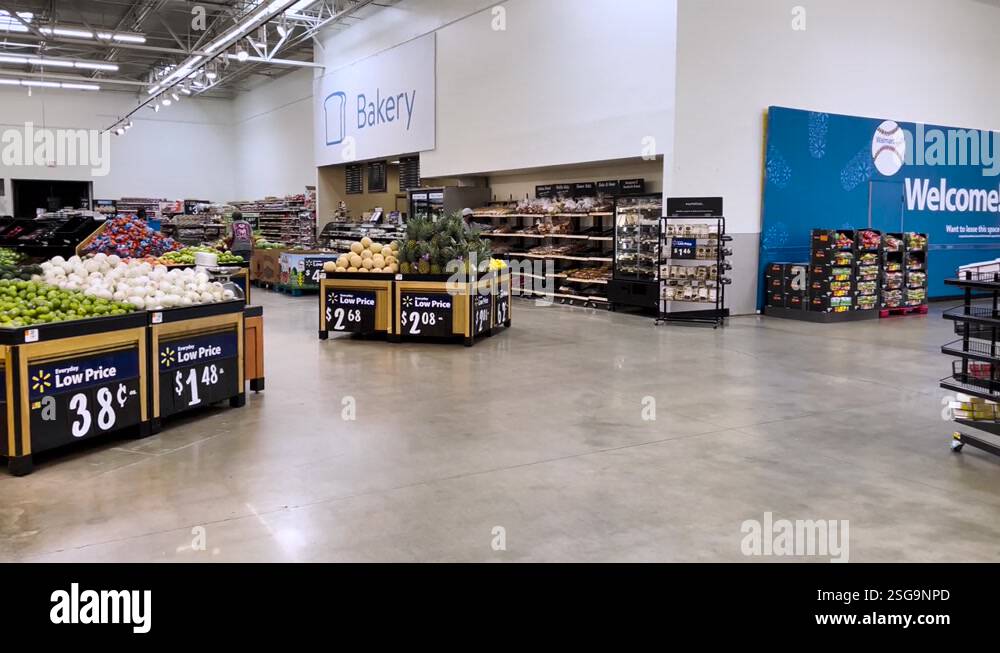 Walmart retail store interior Hwy 1 people shopping in produce Stock ...