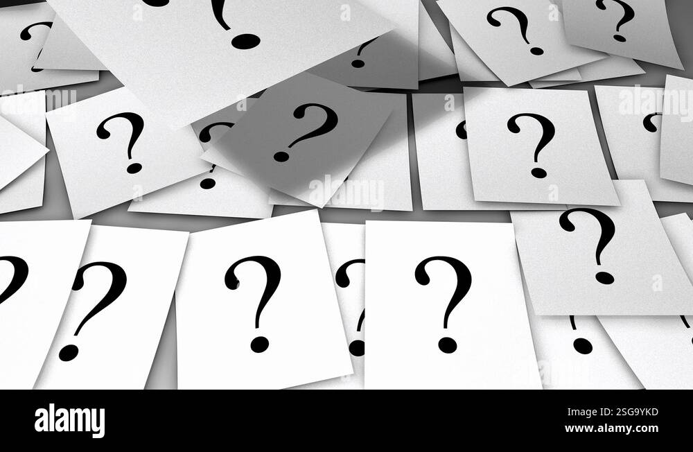 Question mark on papers, background, concept Stock Video Footage - Alamy