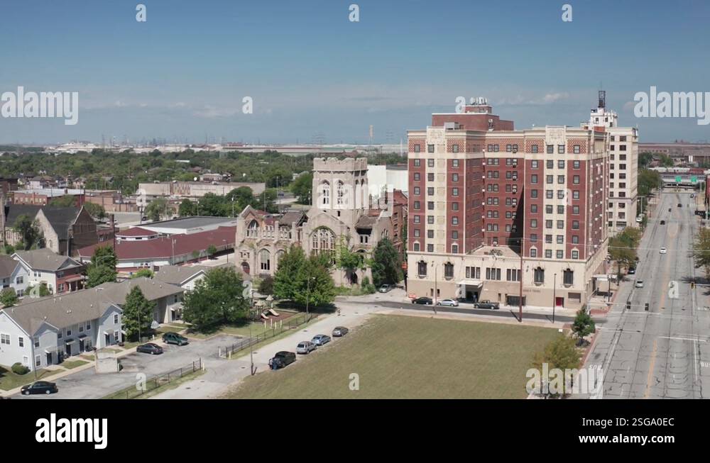 Abandoned historic City Methodist Church in Gary, Indiana with drone ...