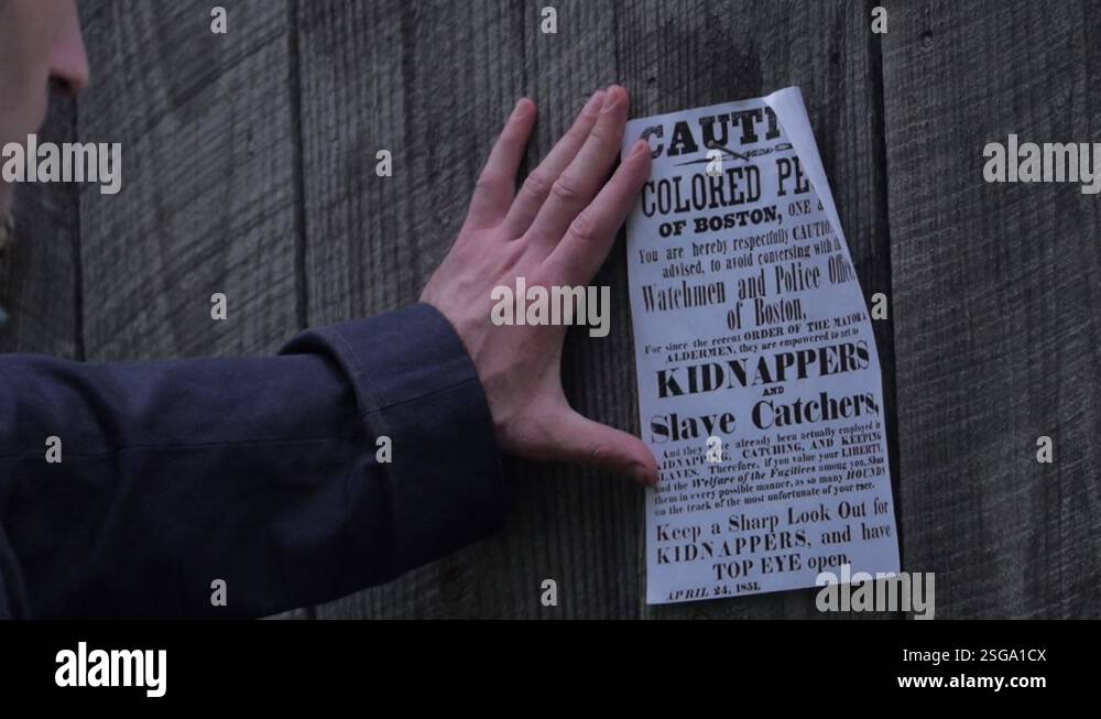 19th Century Man posting a Slavery Notice to a Wall - Slaves Running ...