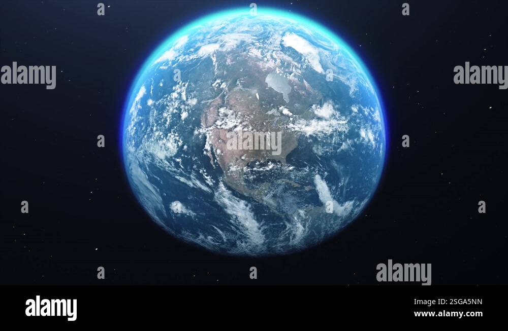 Cinematic Earth zoom out to space from the United States continent with ...