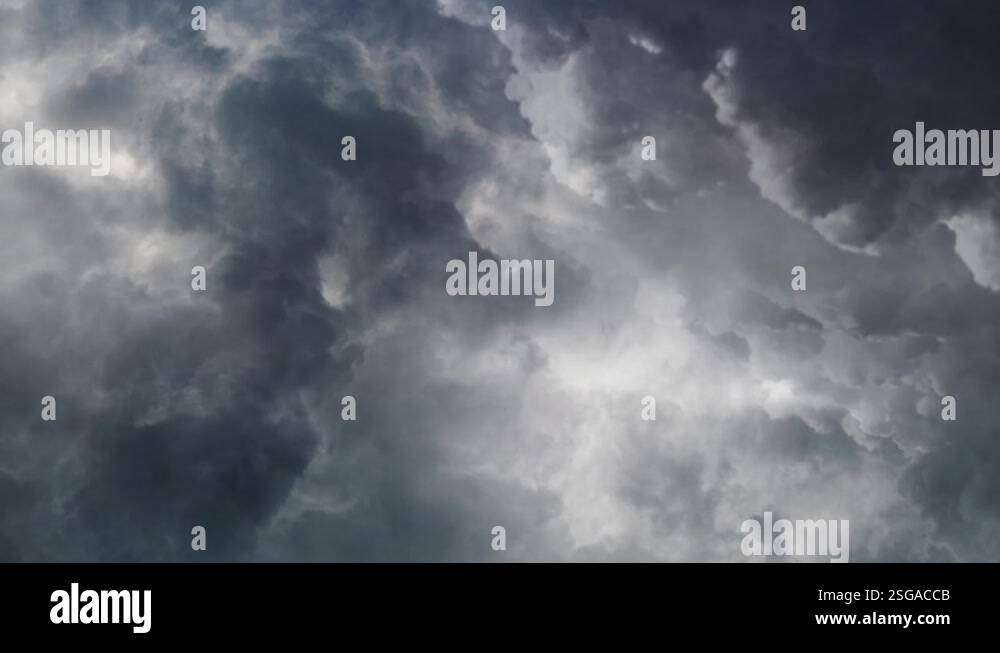 view of the thunderstorm that struck inside the thick clouds Stock ...