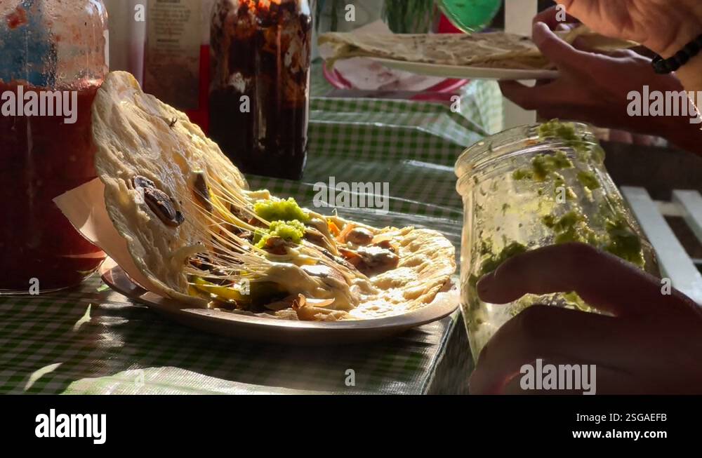 Tlayuda Tortilla Handmade Traditional Dish in Oaxaca Cuisine, Street ...