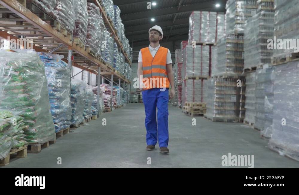 Professional Supervisor Checks Delivered Goods In Store On Shelves Of ...