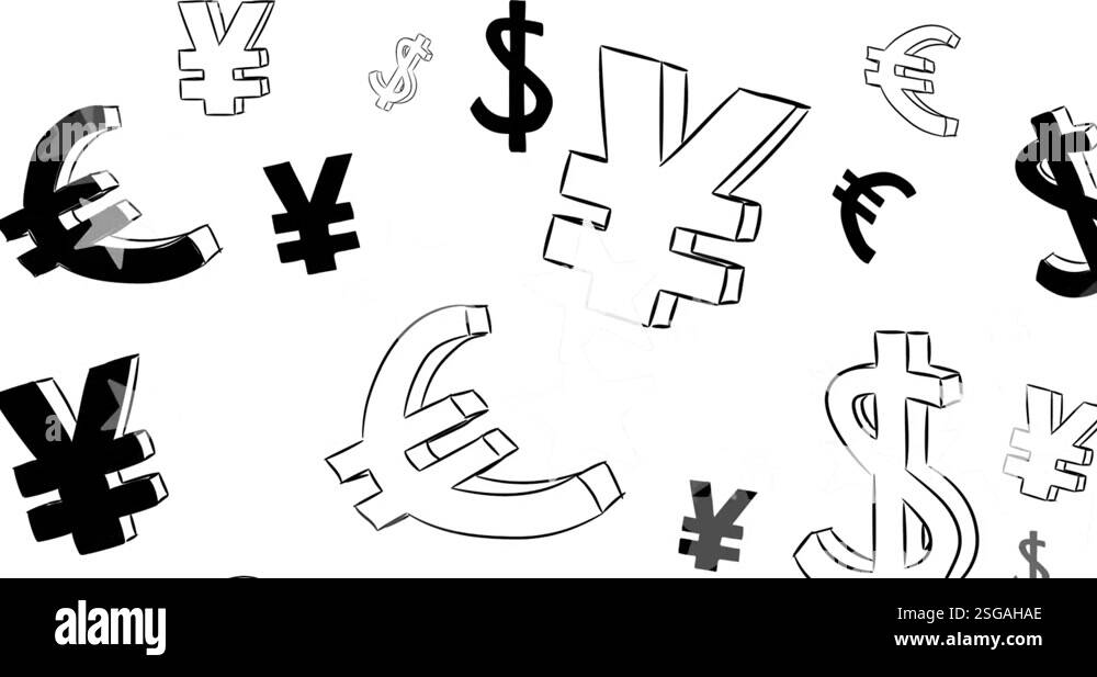 Animation of currency symbols over white background Stock Video Footage ...