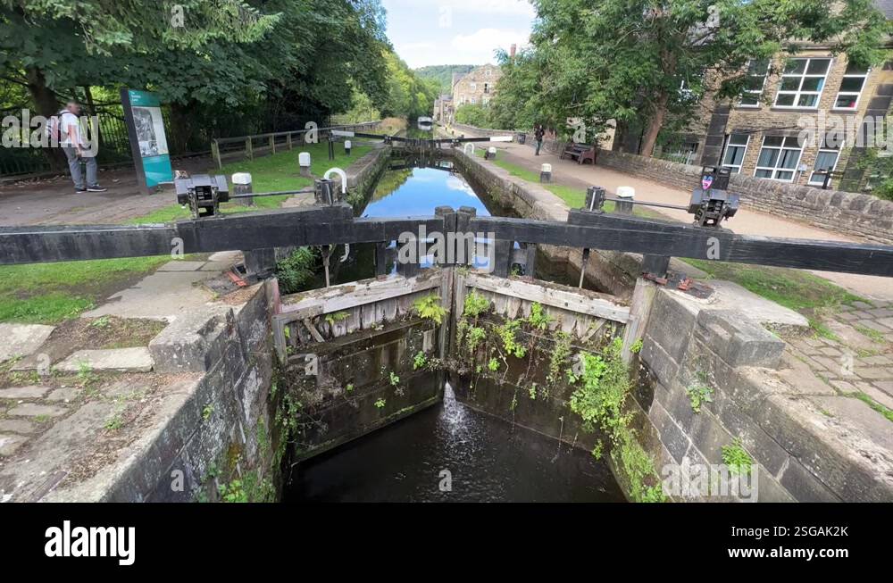 Old Canal Lock on a English Canal in West Yorkshire, England, UK ...