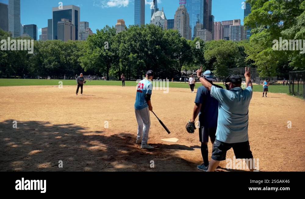 New York City, USA - June 18th, 2022: Playing amateur baseball in ...