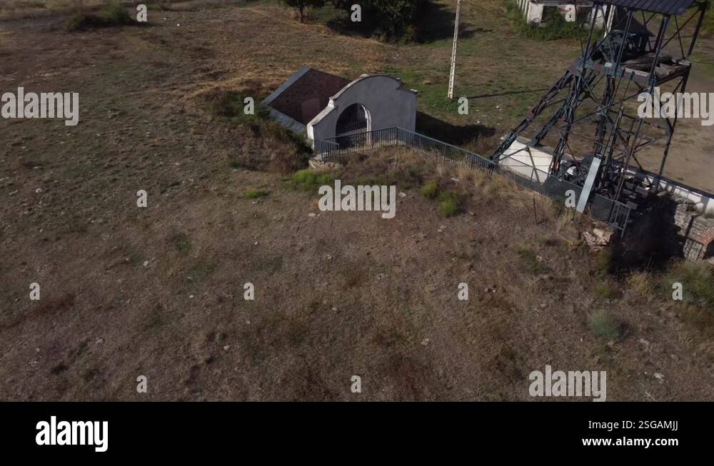 Ancient mine tower and buildings of an underground coal mine called ...