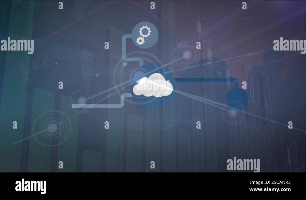 Animation of media icons over data processing Stock Video Footage - Alamy