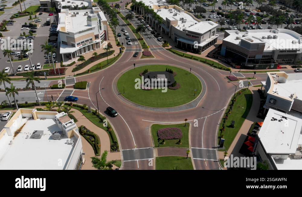 4K Drone Video of Traffic Roundabout at University Town Center Mall in ...