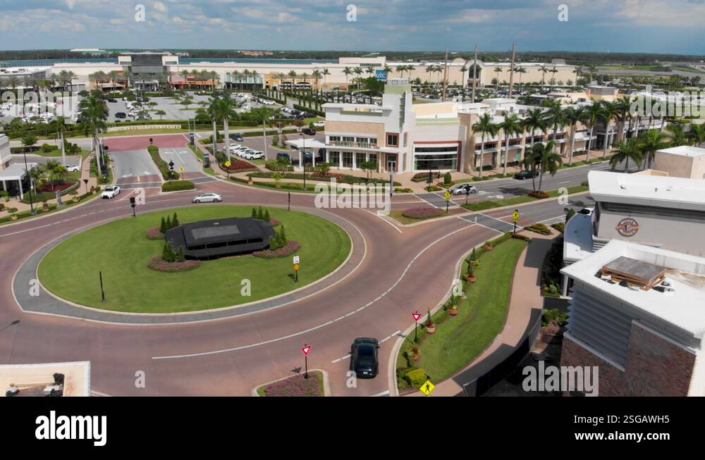 4K Drone Video of Traffic Roundabout at University Town Center Mall in ...