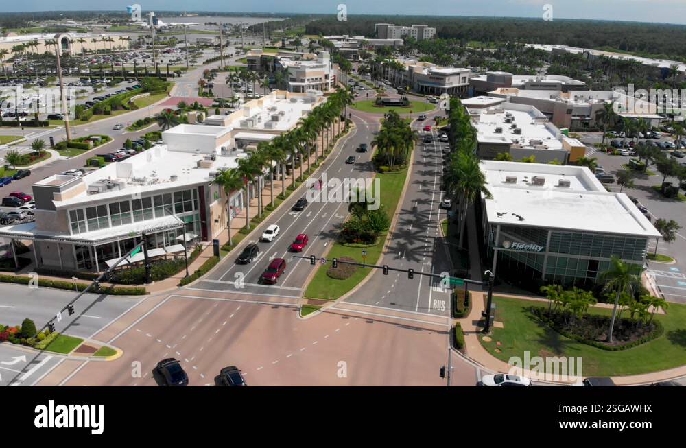 4K Drone Video of Traffic Roundabout at University Town Center Mall in ...