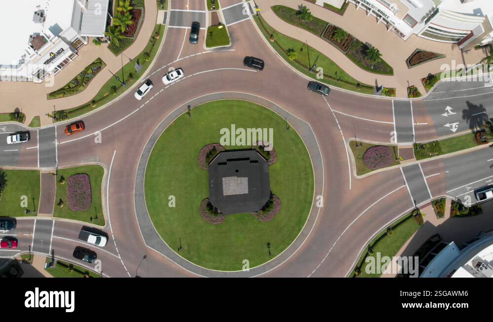 4K Drone Overhead Video of Traffic Roundabout at University Town Center ...