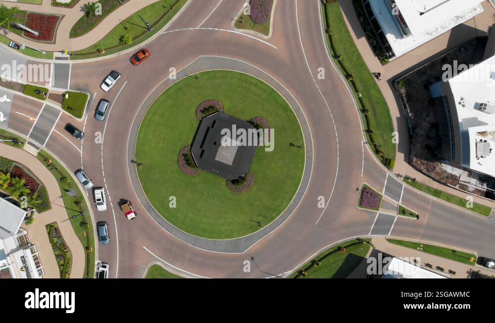 4K Drone Overhead Video of Traffic Roundabout at University Town Center ...