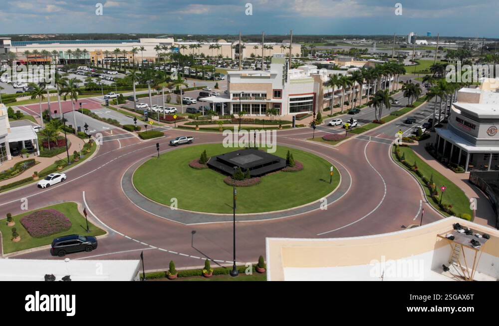 4K Drone Video of Traffic Roundabout at University Town Center Mall in ...