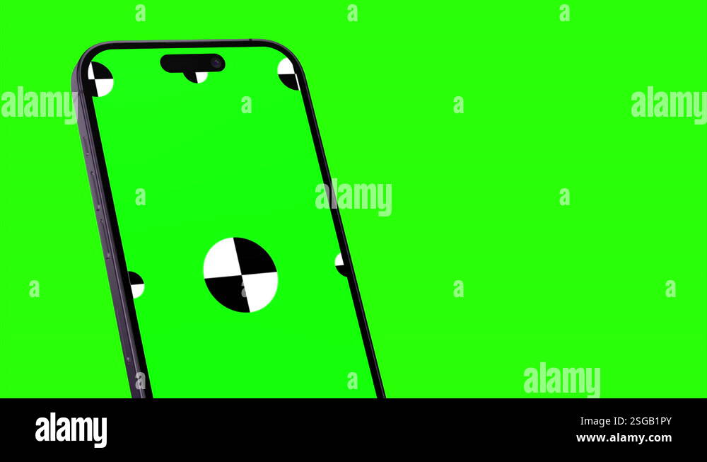 3d render of smartphone with green screen and marks for tracking ...