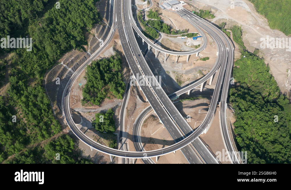 Highway interchange and off ramp on the new freeway in Montenegro Stock ...