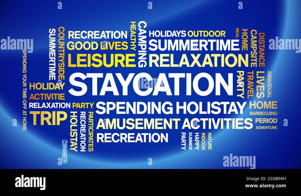 Staycation animated word cloud,animation tag kinetic typography ...