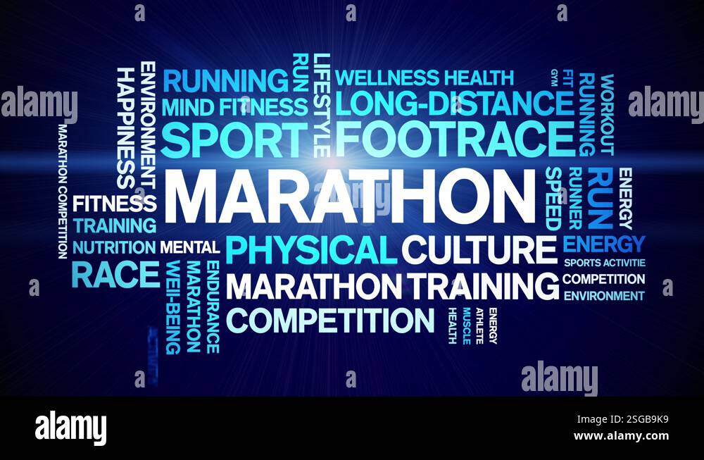Marathon animated word cloud,animation tag kinetic typography seamless ...