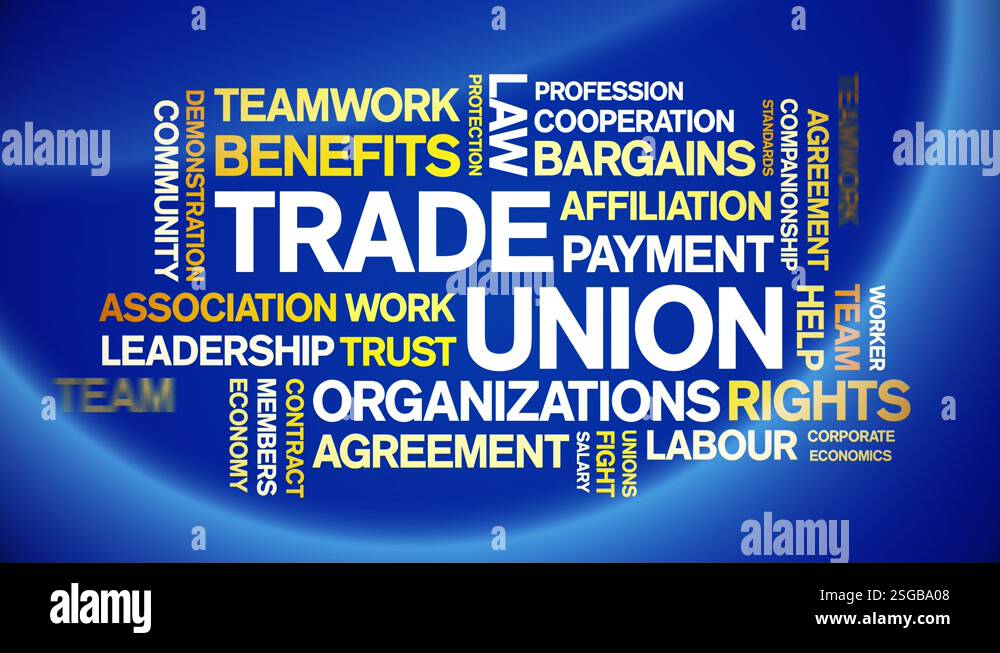 Trade Union animated word cloud,animation kinetic typography seamless ...