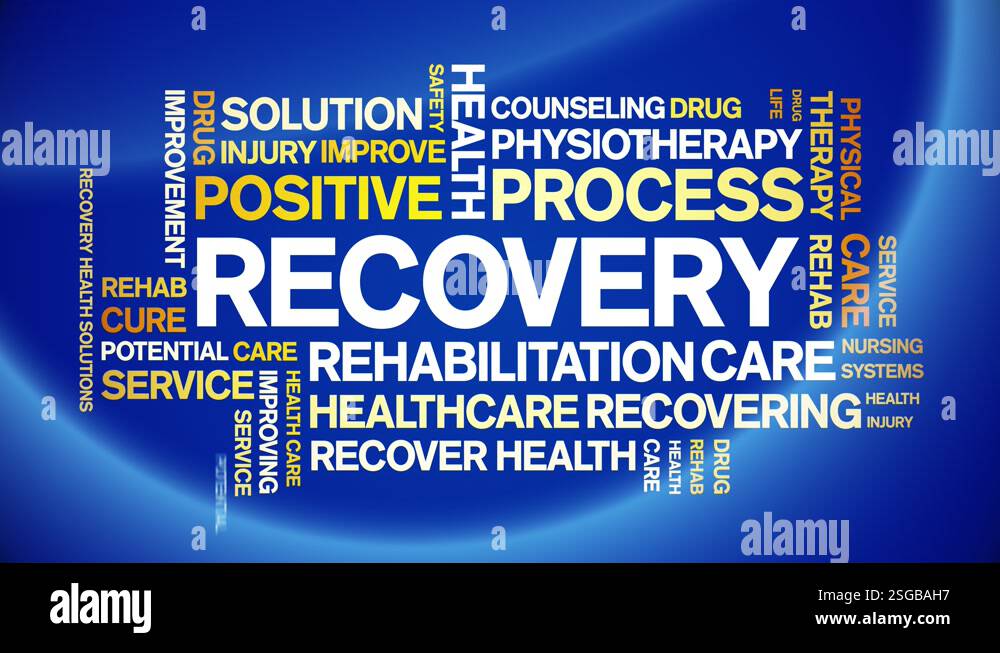 Recovery animated word cloud,animation tag kinetic typography seamless ...