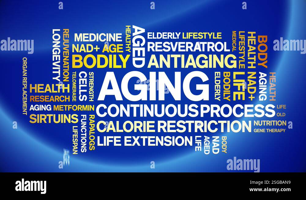 Aging animated word cloud,animation tag kinetic typography seamless loop Stock Video Footage - Alamy