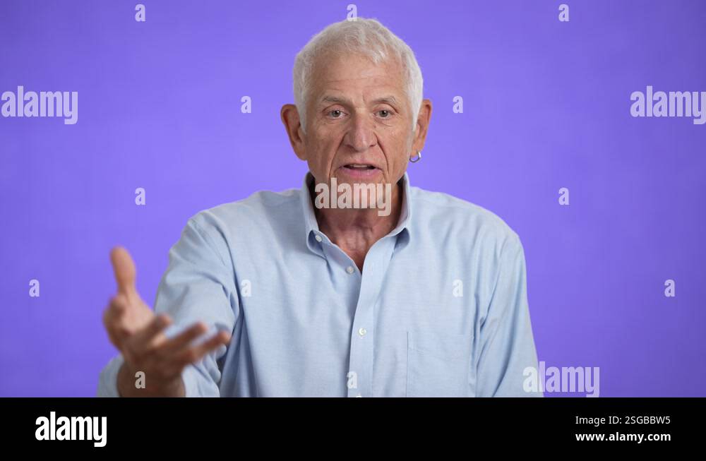 Sad upset worried disturb displeased shocked elderly gray-haired man ...