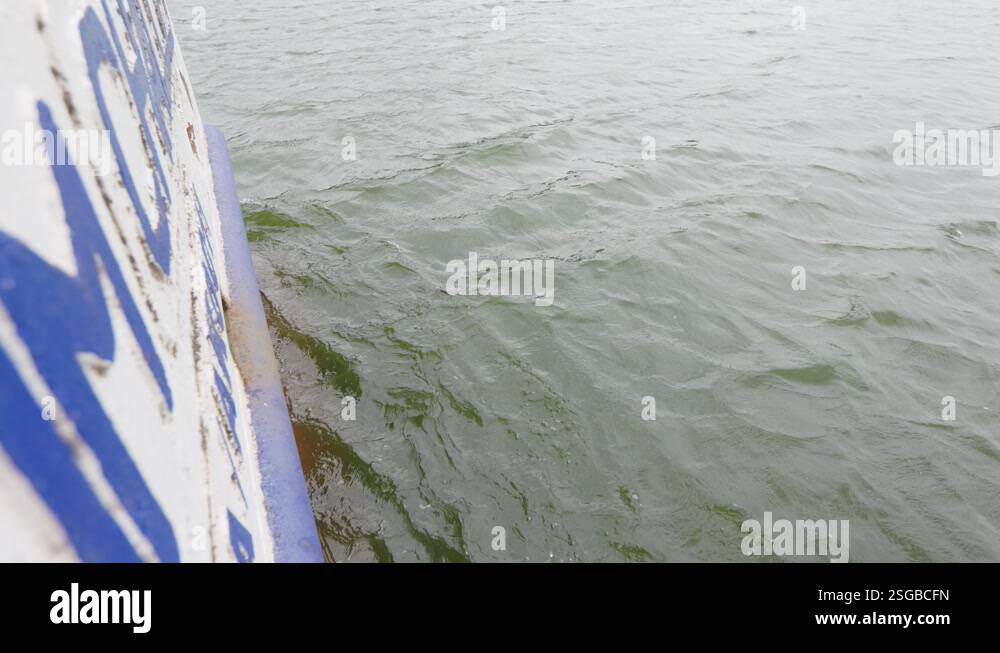 Gentle Water Waves Beneath Moving Vessel through Calm River Stock Video ...