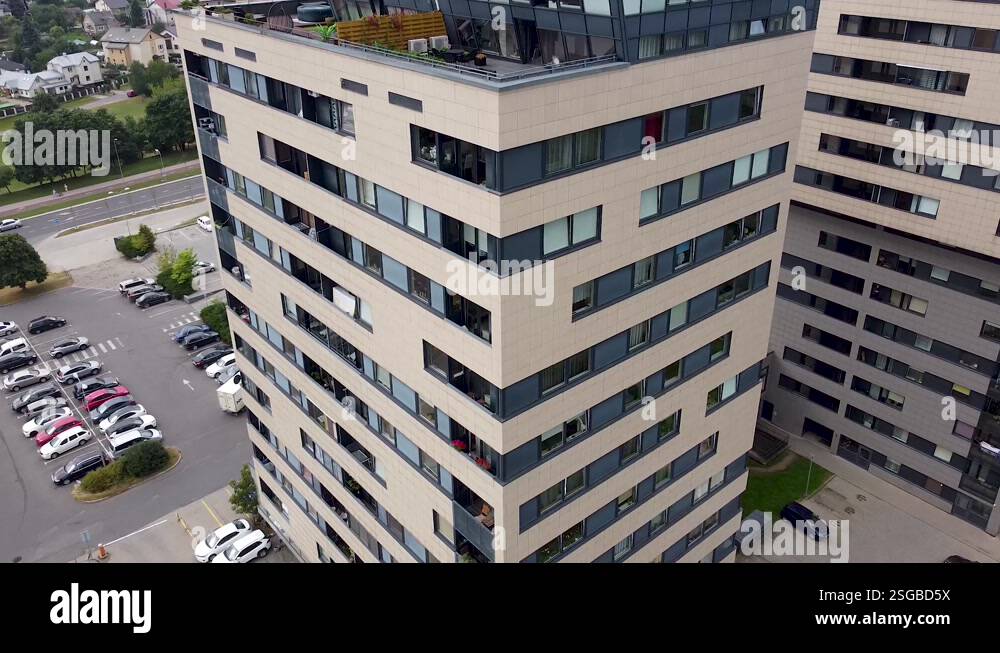 Tall high rise building living quarters. 15 story buildings Stock Video ...