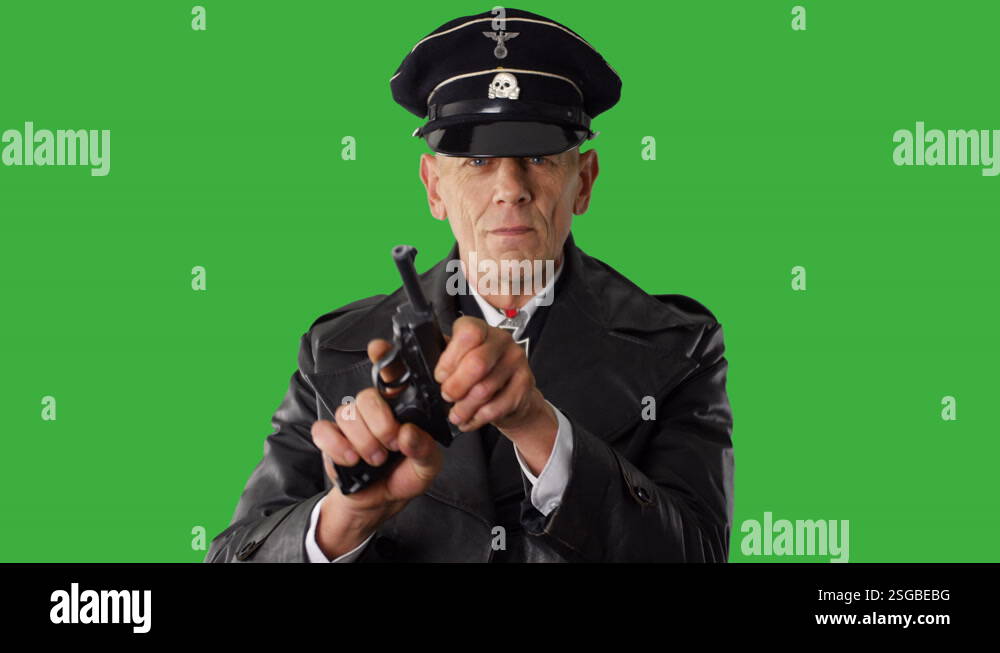 A second world war german nazi ss officer in a black uniform and ...