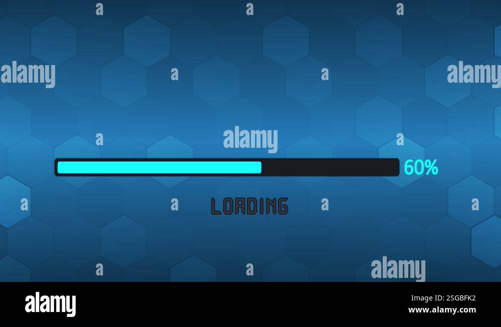 Loading bar animation from 0 to 100% loading on technology background ...