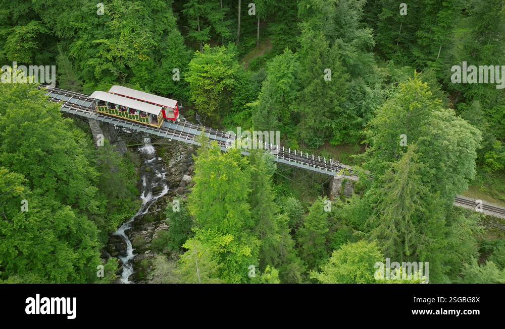 Two funiculars passing each other at Giessbach, Switzerland Stock Video ...