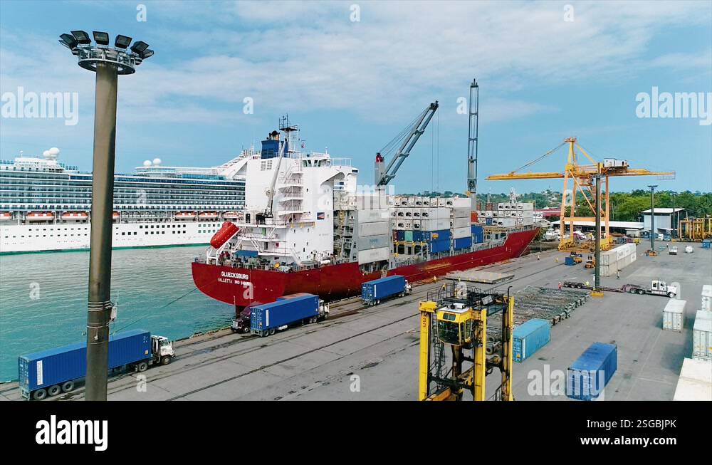 Daytime Scene At The Port Terminal Of Puerto Limon In Costa Rica With ...