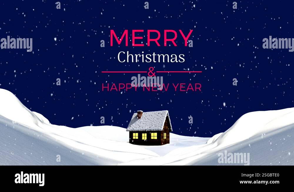 Animation of snow falling over merry christmas text Stock Video Footage ...