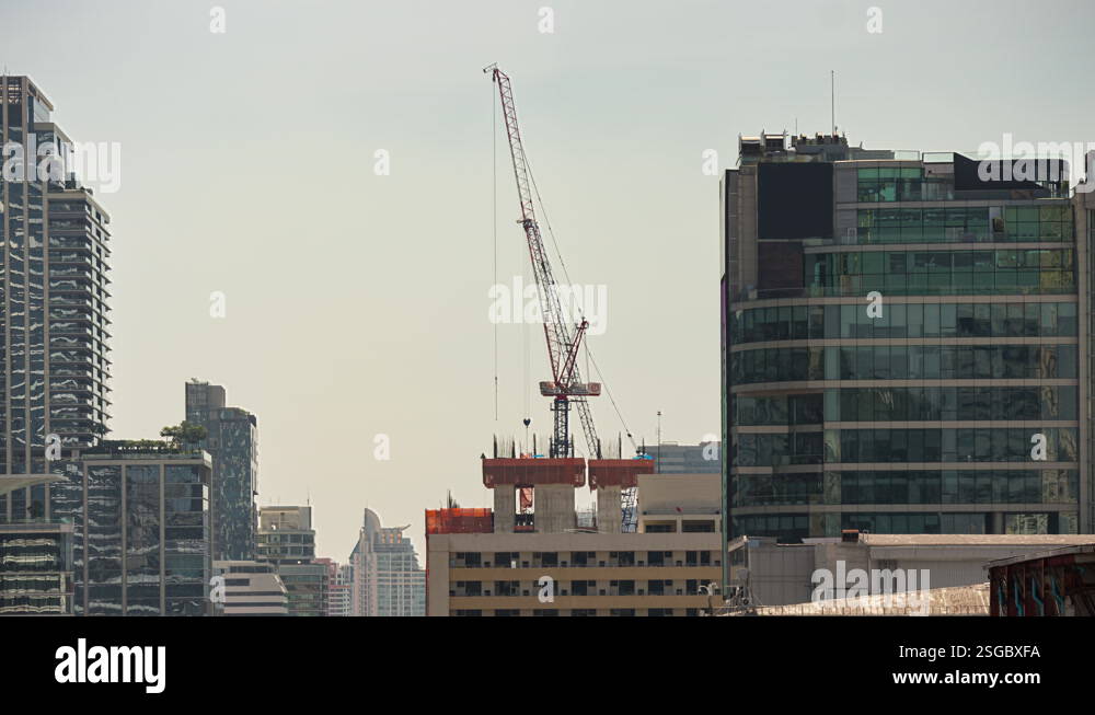 bangkok construction yard rooftop street view 4k timelapse thailand ...