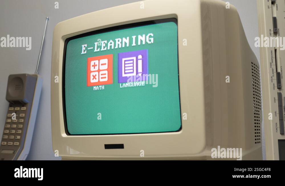 E-Learning Vintage TV Computer Monitor 80s 90s Retro School Stock Video ...