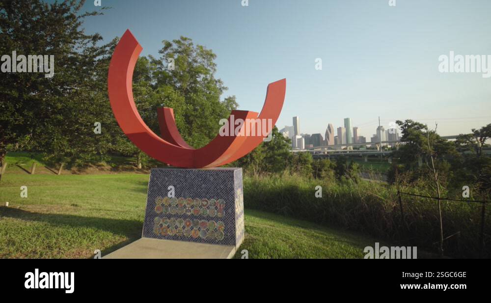 View of downtown Houston from Leonel Castillo Community Center Park ...