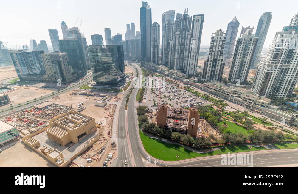Bay Avenue with modern towers residential development in Business Bay ...