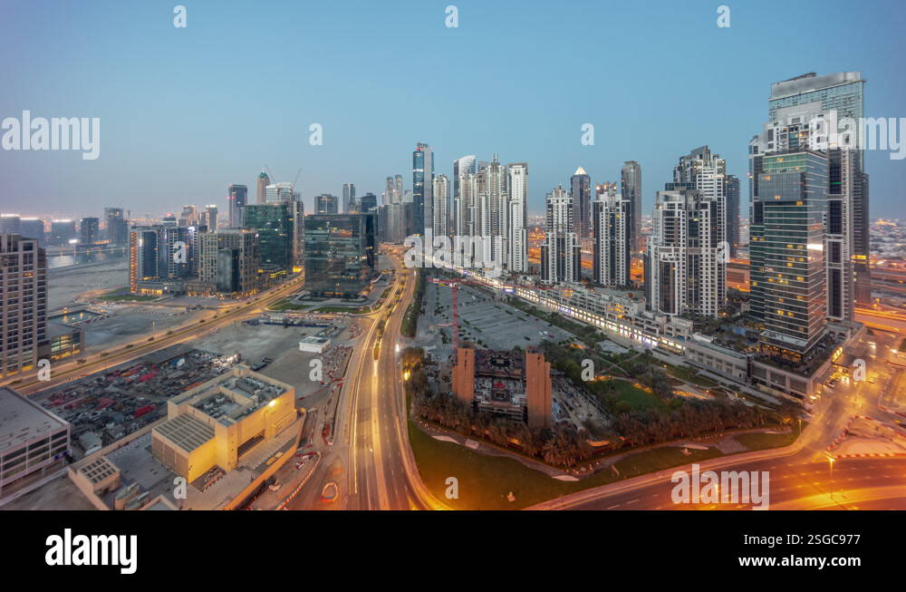 Bay Avenue with modern towers residential development in Business Bay ...
