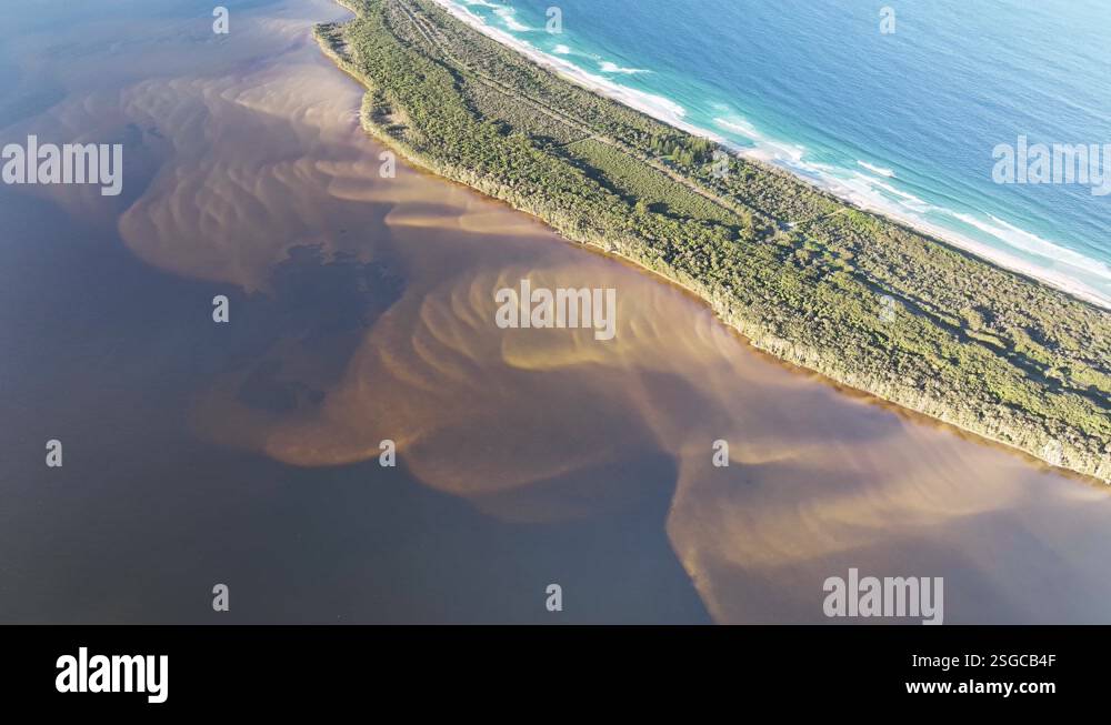 Aerial view of Wallis Lake and the Seven Miles Beach, Australia Stock ...