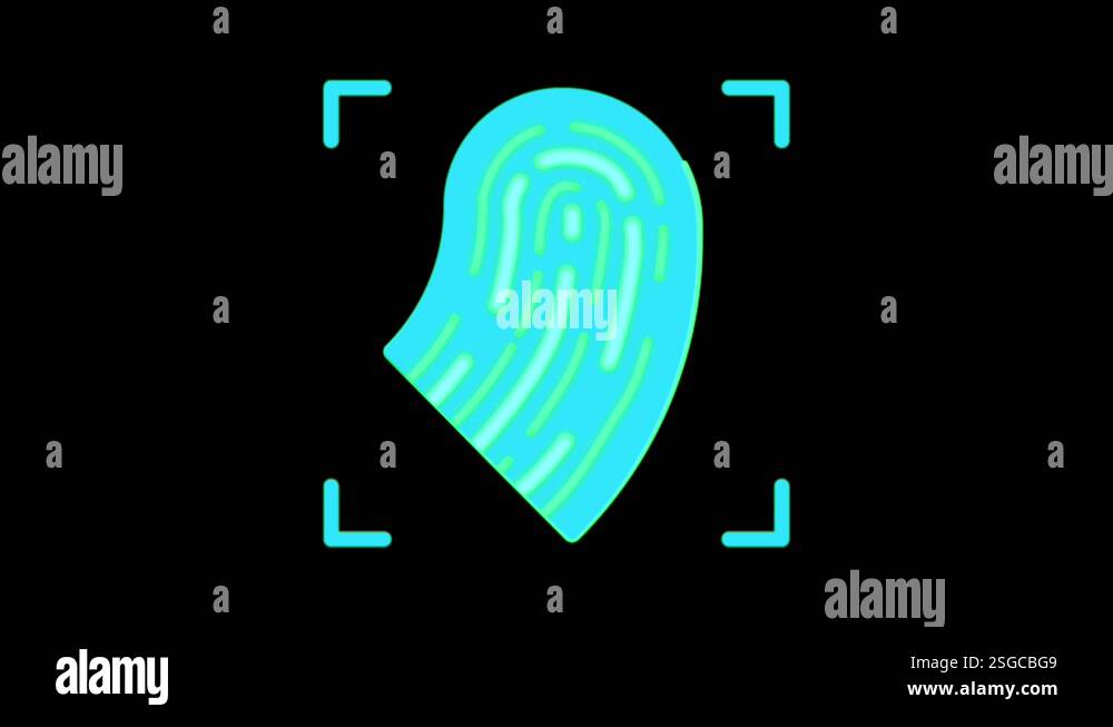 Animation blue finger scan icon HUD on black background Stock Video ...