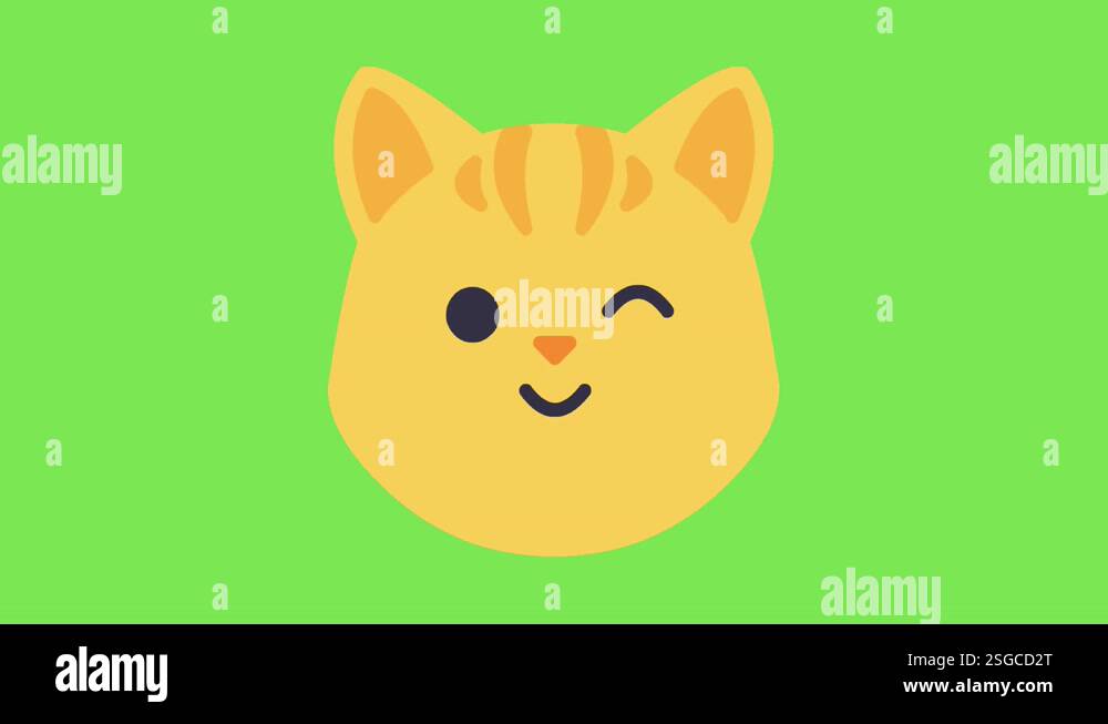 Animated Cat Winking Emoji Love Emoticon Green Screen 4K Stock Video ...